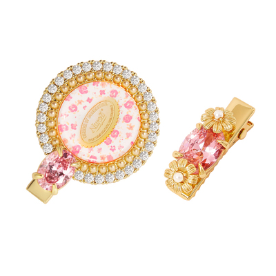 NARCII 「玫瑰金章发夹」原创设计锆石贝珠密镶发饰生日礼物新品