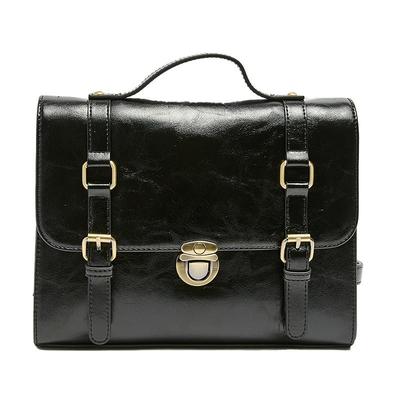 三福背包秋季复古学院英伦风手提翻盖剑桥包双搭扣女包491666