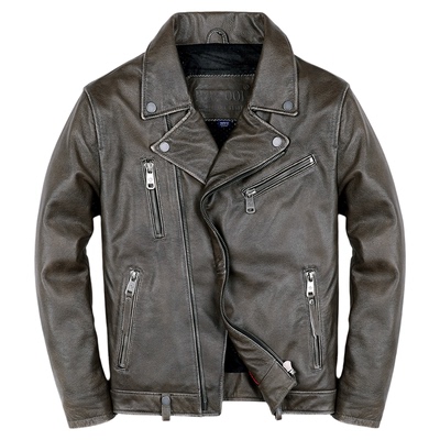 PERCOOL欧美风男士真皮皮衣