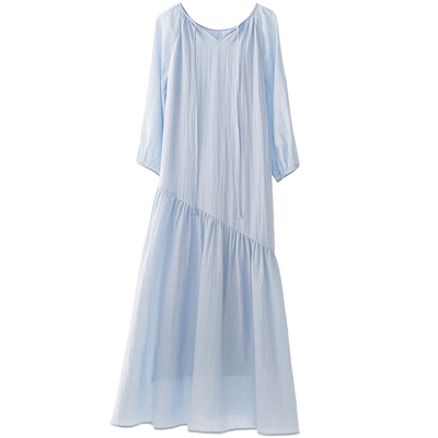 松弛度假风斜面设计大裙摆人棉