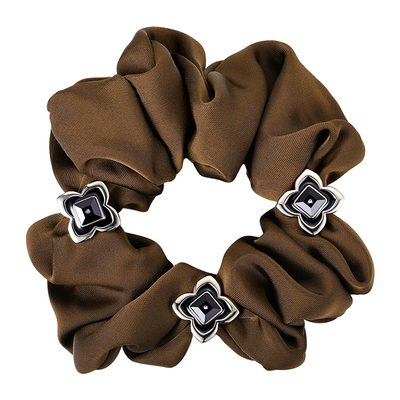 Cercoo/奢蔻醒时春茶大肠发圈头饰缎面头花马尾发绳低丸子头发圈