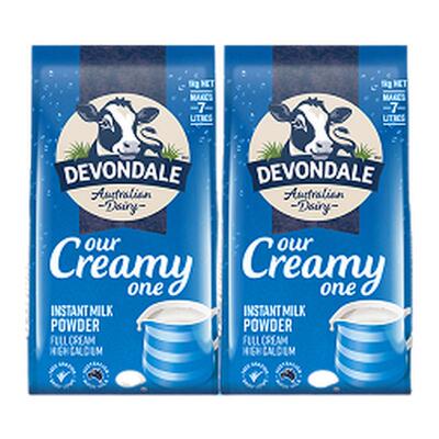 Devondale澳洲德运高钙调制乳粉全脂奶粉1kg*2袋进口牛奶粉成人