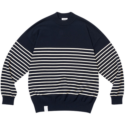 高领条纹套头潮牌男女青春毛衣