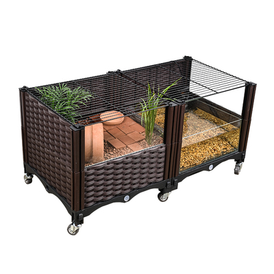 乌龟水陆饲养缸带盖防逃养殖箱生态环境绿植玻璃缸巴西草龟深水缸