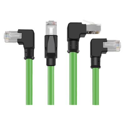 绿色超六6类弯头工业网线Profinet高柔拖链千兆弯头网线cat6A