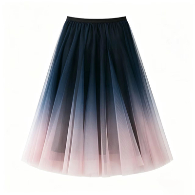 Gradient mesh high waisted swing skirt渐变网纱高腰大摆半身裙