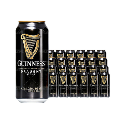 Guinness爱尔兰进口健力士司陶特世涛黑啤酒氮气440ml*24罐装