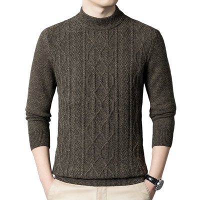 加厚保暖羊毛衫中年半高圆领