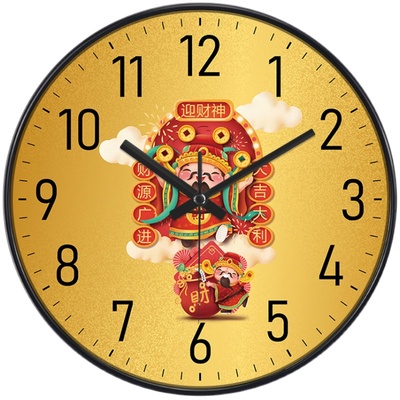 招财猫挂钟客厅门市商店生意餐馆用招财进宝挂表静音店铺门店钟表