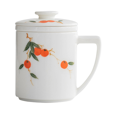 叁旬手绘柿柿如意泡茶杯