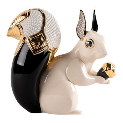 LLADRO手工陶瓷松鼠狐狸陶瓷摆件