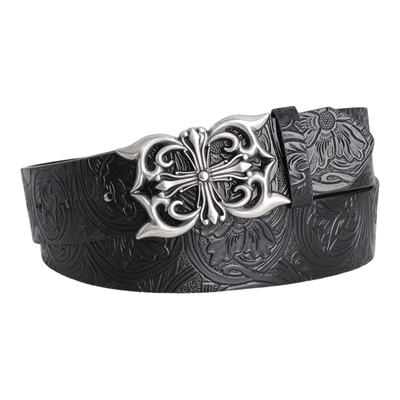 SUNSWAY复古十字架雕花暗黑皮带男女erd金属y2k亚文化辣妹腰带