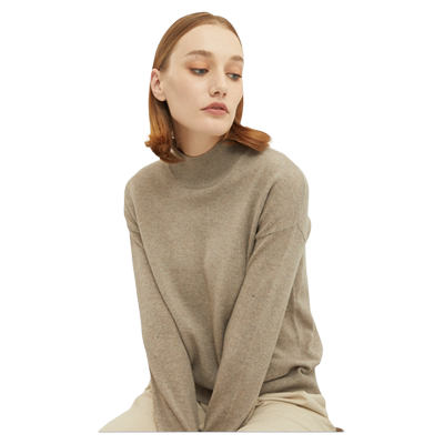 宽松廓形半高领羊绒衫通勤百搭