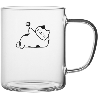 原创简笔画小狗耐热玻璃杯牛奶杯