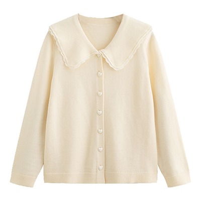 小个子弹力显瘦娃娃领针织开衫