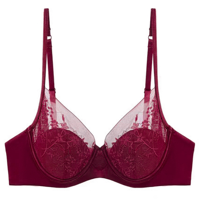 维多利亚法式蕾丝红色内衣聚拢