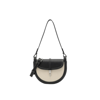 PEDRO马鞍包26春季女士蓝岸系列帆布拼接单肩包PW2-75060135-1