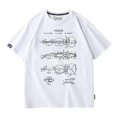双琴侠VIOLIN小提琴结构图夏纯棉短袖男女学生青少年儿童练琴t恤