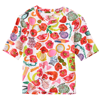 圆领宽松休闲印花短袖T恤