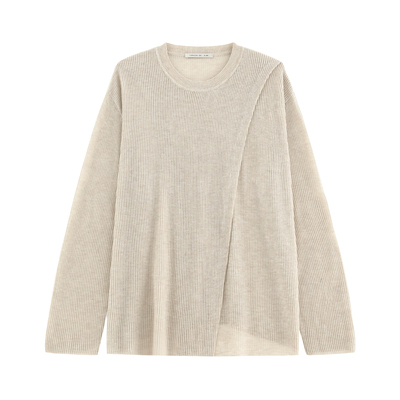 纸片人叠片设计感毛织上衣