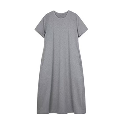 奢定SHX夏宽松通勤圆领T恤裙