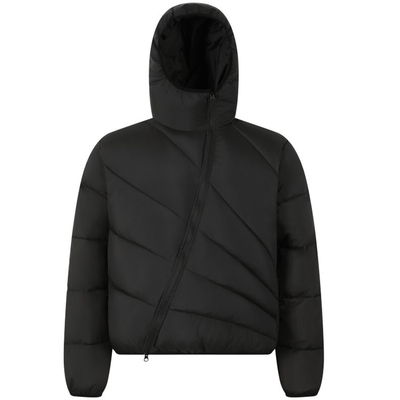 原创美式斜拉链解构排骨棉服外套