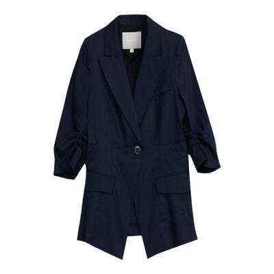 墨蒂珂亚麻抽褶七分袖休闲外套