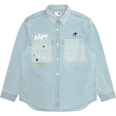 Aape潮流水洗牛仔长袖衬衫