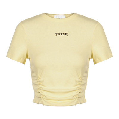 Kroche抽褶设计金属标镂空短袖