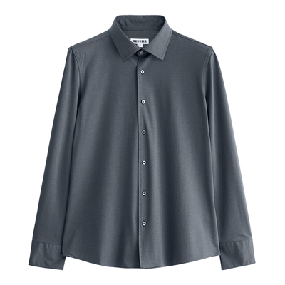 四面弹针织抗皱面料男士长袖衬衫