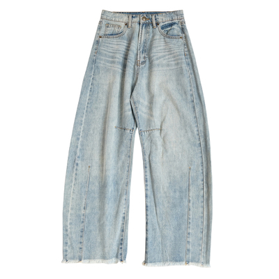 时尚纯棉女士牛仔裤阔腿裤镰刀裤