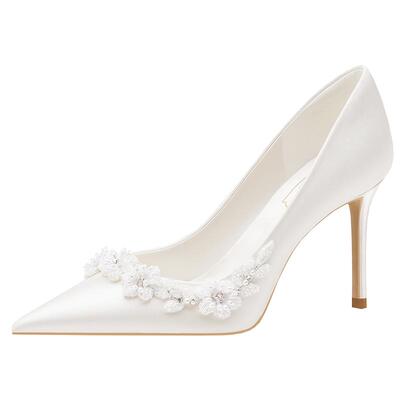 雪绒花法式花朵订婚鞋