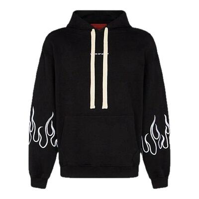 VOS美式风火焰刺绣宽松连帽卫衣