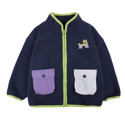 儿童摇粒绒外套秋冬加绒加厚保暖