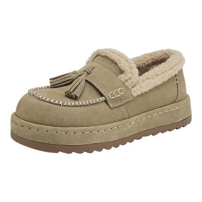 星期六复古加绒厚底乐福鞋