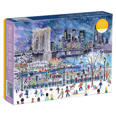 正品包邮美国Galison进口成人益智拼图1000片纽约雪季 雪夜86112