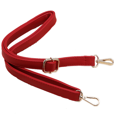 红色荔枝纹牛皮斜挎双肩包带