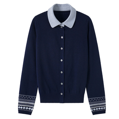 亦白时尚百搭翻领针织开衫毛衣