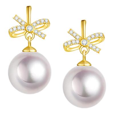 BEAUFINA18K金天然AKOYA珍珠耳钉
