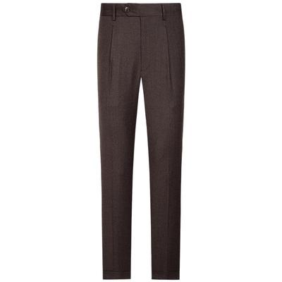 东博利尼复古花咖色秋冬季西裤