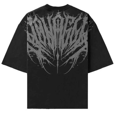 潮流大图案印花美式宽松全棉短袖