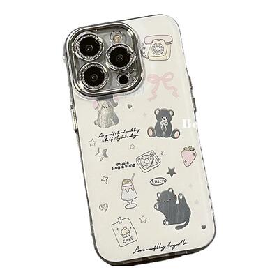 适用苹果系列手机壳蝴蝶结小狗