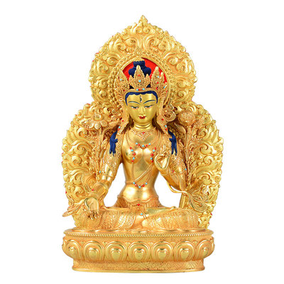 全鎏金白度母铜像摆件