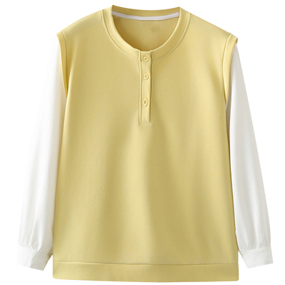 时尚休闲撞色百搭减龄假两件卫衣