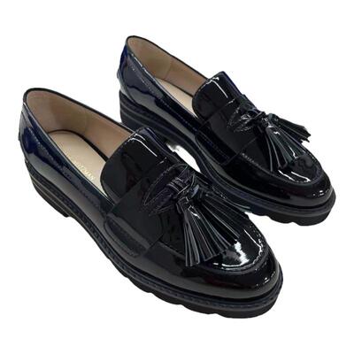 低跟厚底流苏英伦真皮单鞋乐福鞋