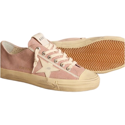 Golden Goose 女鞋V-Star奶油色休闲粉色板鞋GGDB