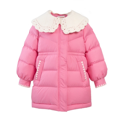 雅莹童装保暖中式针织翻领羽绒服