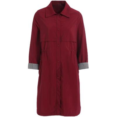 乔万尼春装新款拼接风衣中长款单排扣简约收腰显瘦外套ES3A558