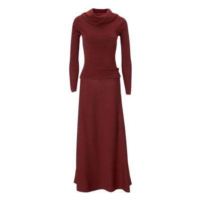 羊毛针织一字领垂感针织套装