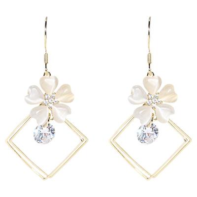 方形猫眼花朵长款无洞蚊香盘耳夹